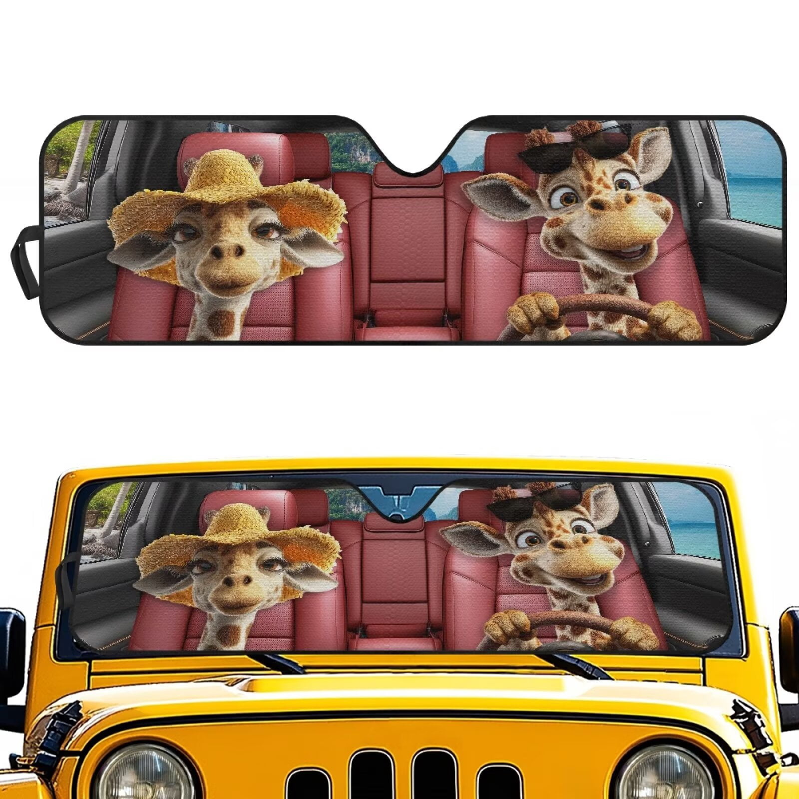 Garronmavis Giraffe Couple Driving Car Windshield Sun Shade for 1997 ...