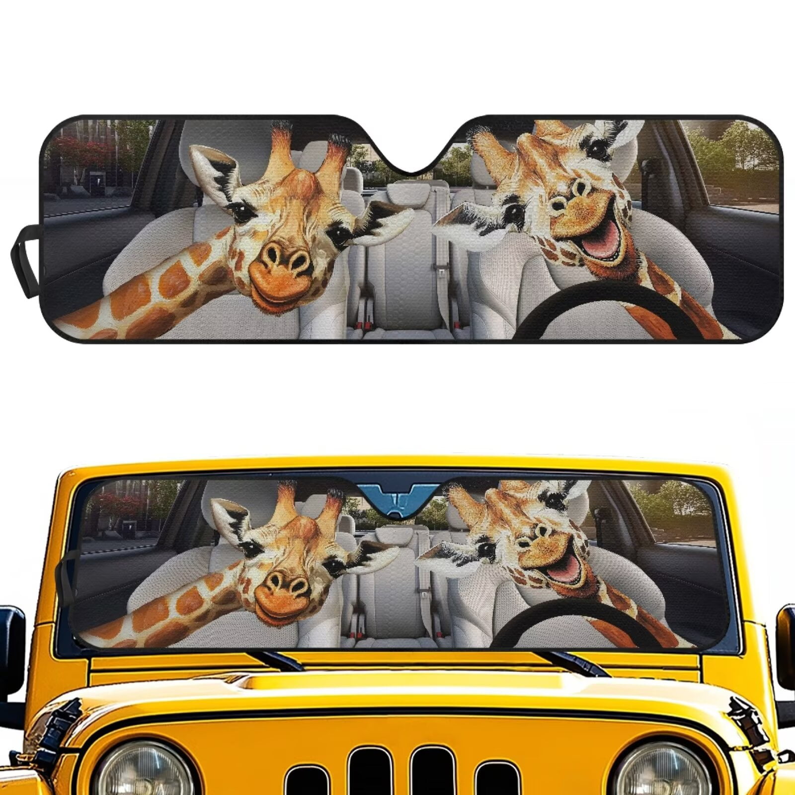 Garronmavis Giraffe Driving Car Windshield Sun Shade for 1997-2018 Jeep ...