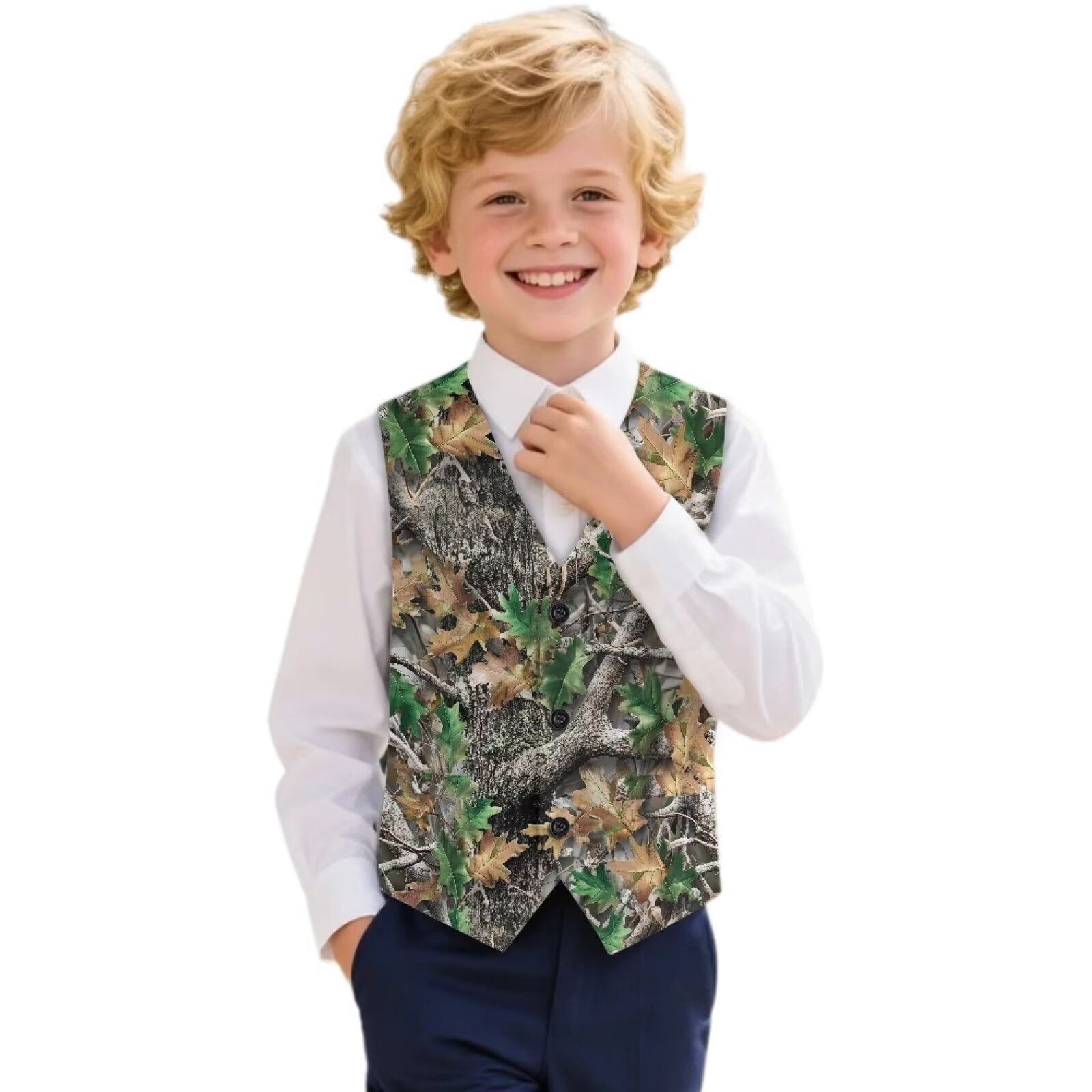 Garronmavis Green Camo Hunting Boys Suit Vest Lightweight Waistcoat ...