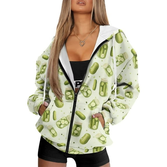 Garronmavis Green Cucumber Women Oversized Sweatshirts Long Sleeve ...