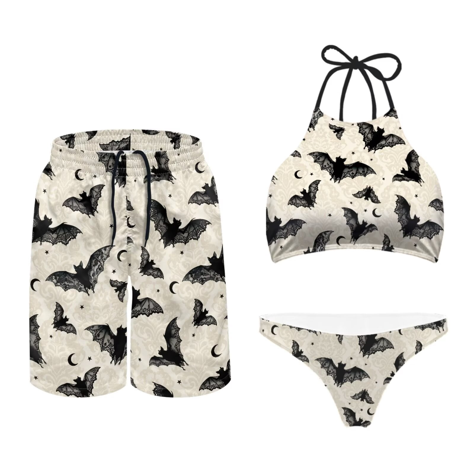 Garronmavis Grey Bats Matching Couples Swimsuits Sexy Bikini Sets for ...