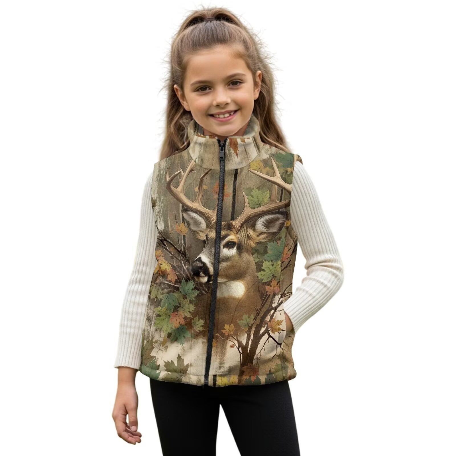 Garronmavis Hunting Forests Kids Vest 11-12 Comfortable Deer Boys Zip ...