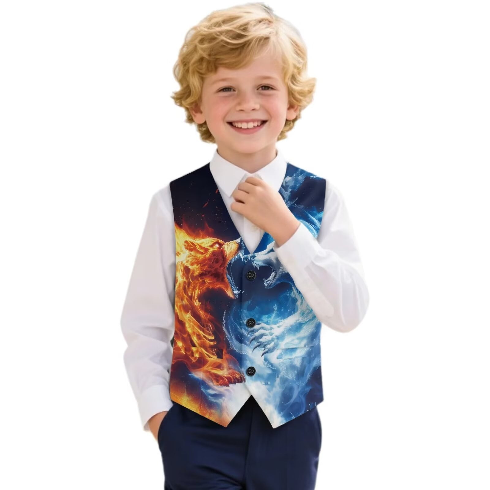 Garronmavis Ice and Fire Boys Sleeveless Vests Versatile Bear Formal ...