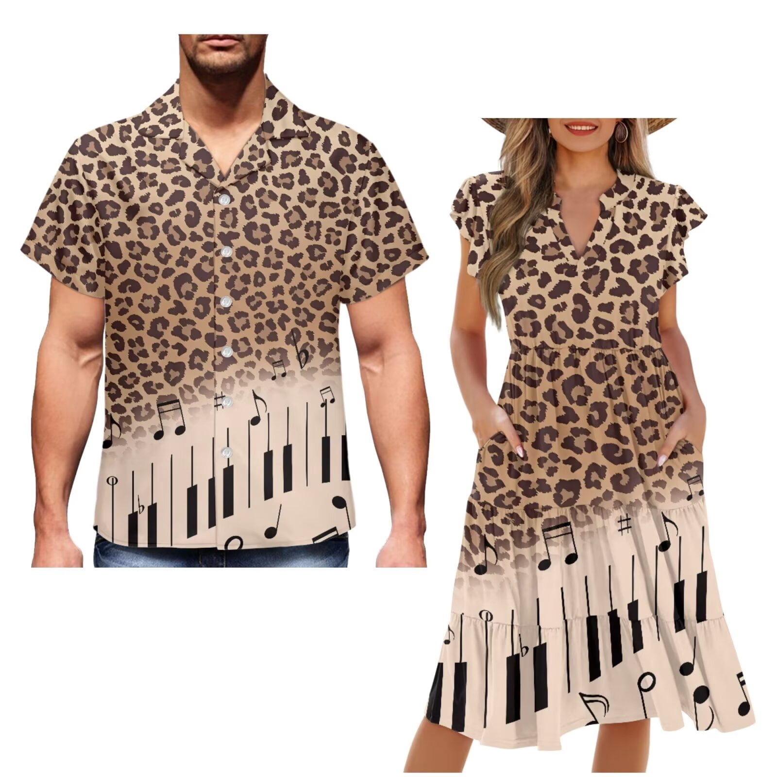 Garronmavis Leopard Print Couples Matching Outfits Piano Husban and ...
