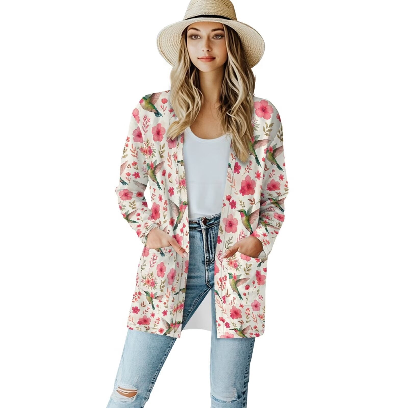Garronmavis Long Sleeve Open Front Shirts for Women Fall Cover Up ...