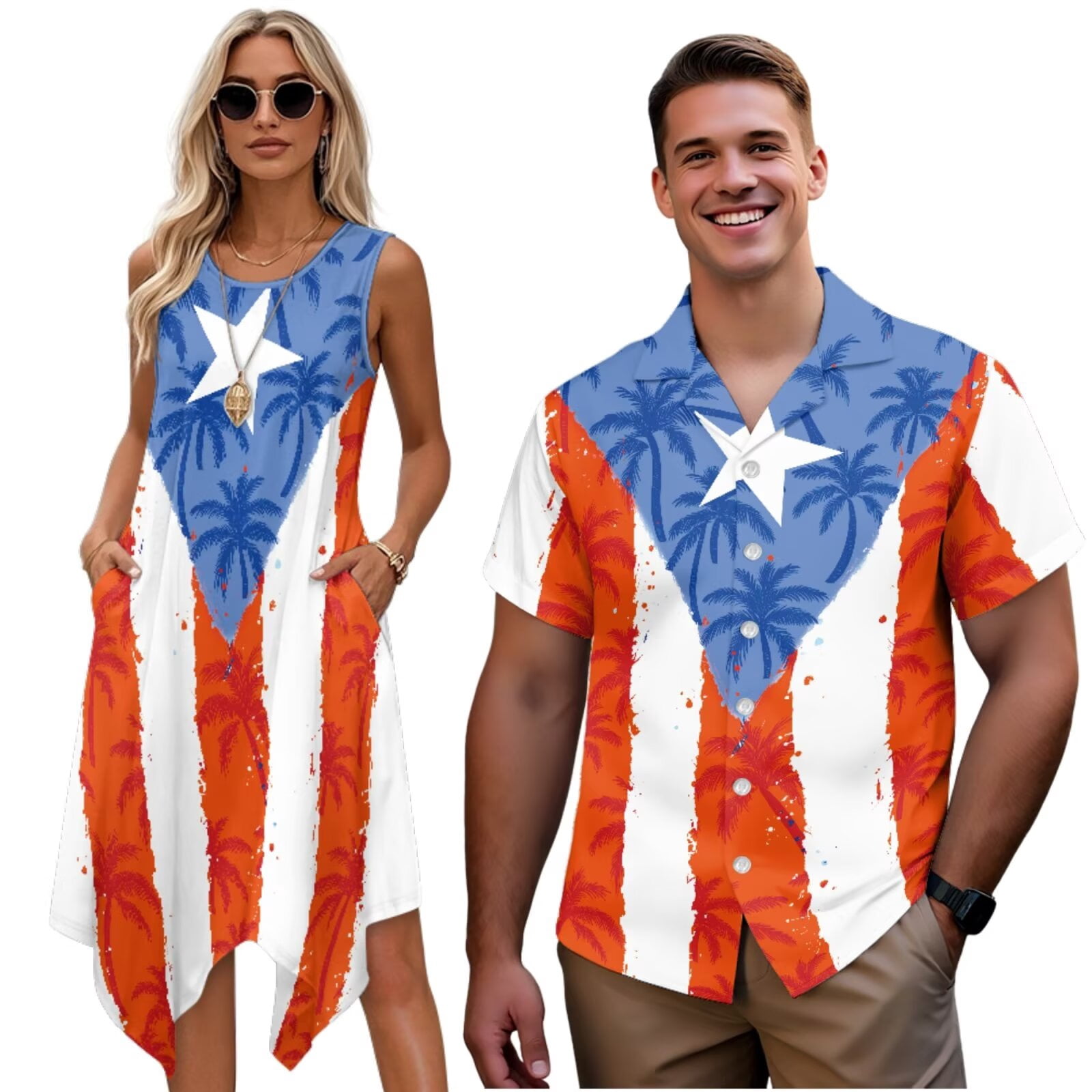 Garronmavis Matching Couple Outfits Puerto Rico Flag Womens Sleeveless ...