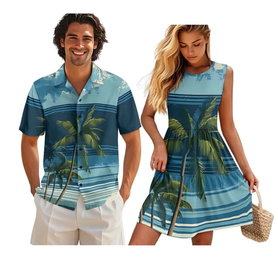 Garronmavis Palm Tree Couples' Outfits Husban and Wife Clothing Short ...