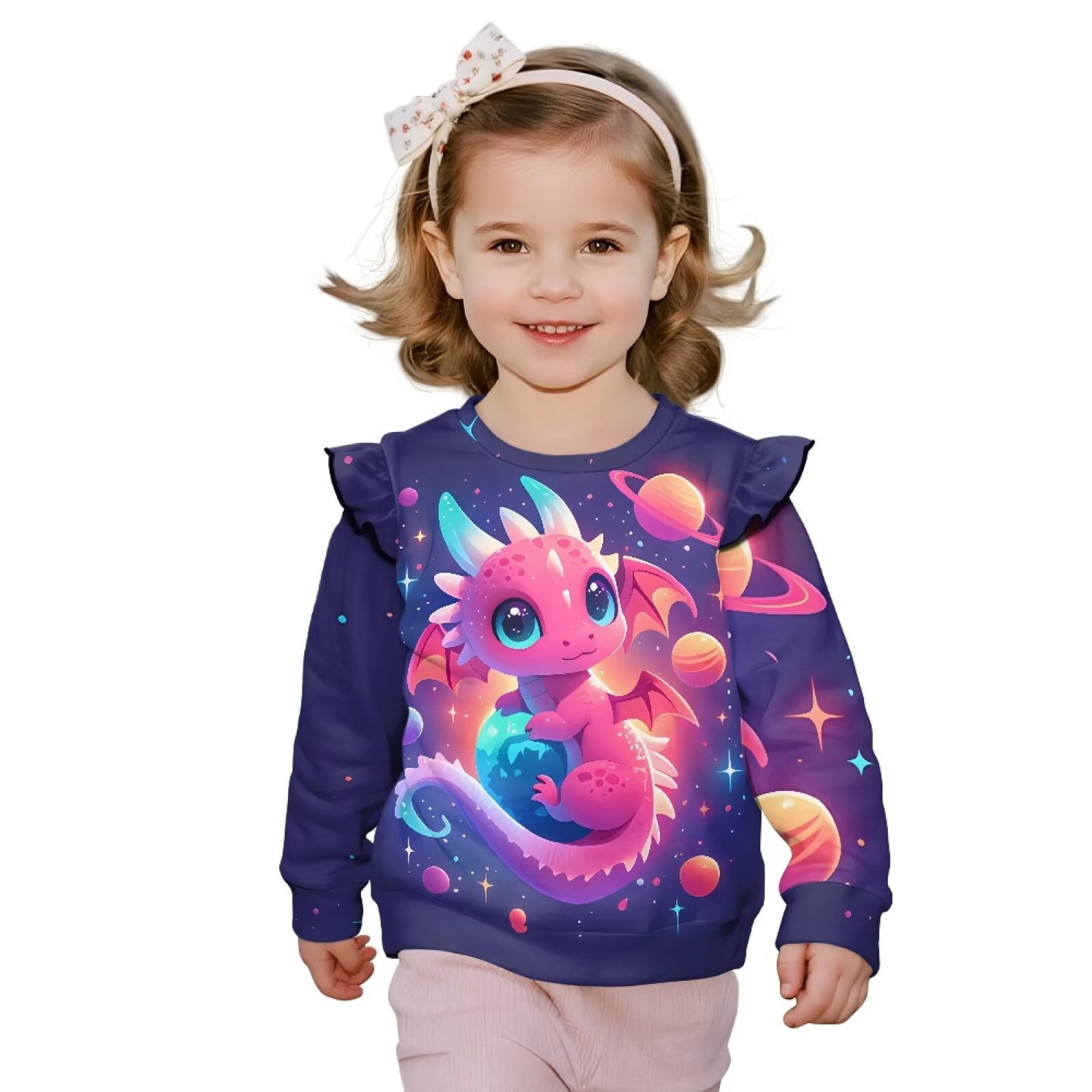 Garronmavis Pink Dragon Pullover Sweatshirt Polyester Spandex Fabric ...