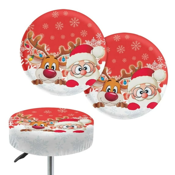Garronmavis Santa Claus Bar Stool Covers Set of 2 Christmas Round ...