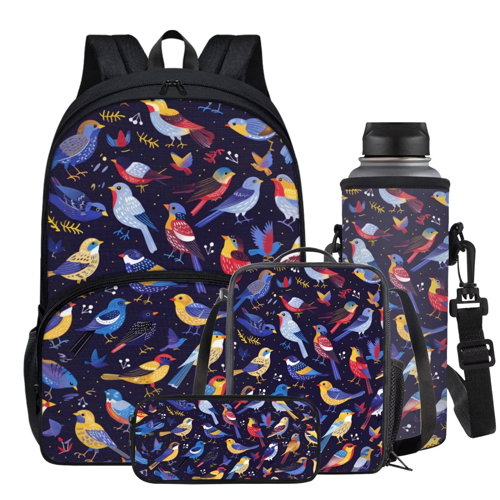 Garronmavis Small Bird Print Backpack Set for Boys Kids with Pencil ...