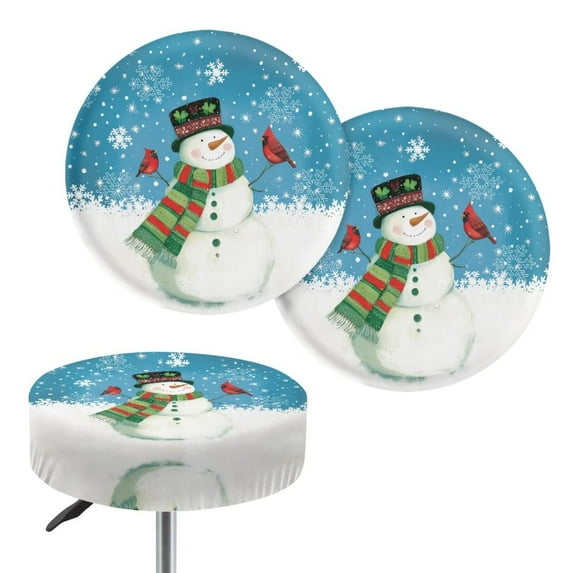 Garronmavis Snowman Bar Stool Seat Covers Set of 2 Christmas Round ...