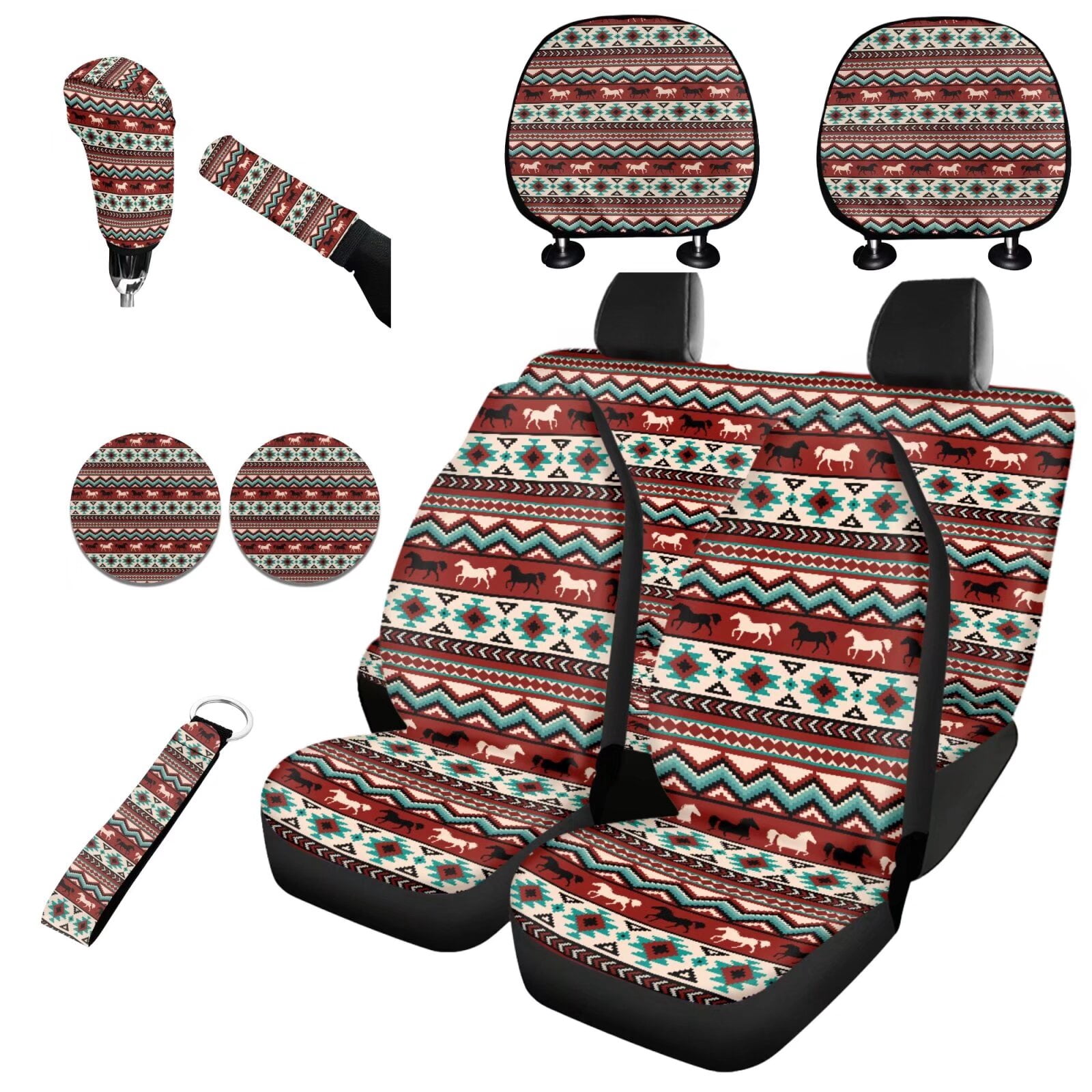 Garronmavis Southwest Aztec Tribal Horse Car Seat Covers Full Set for ...