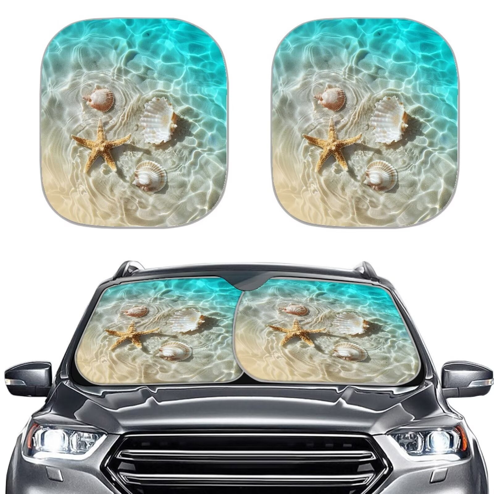 Garronmavis Starfish Shell Car Sun Shade Abstract Windshield Sunshades ...