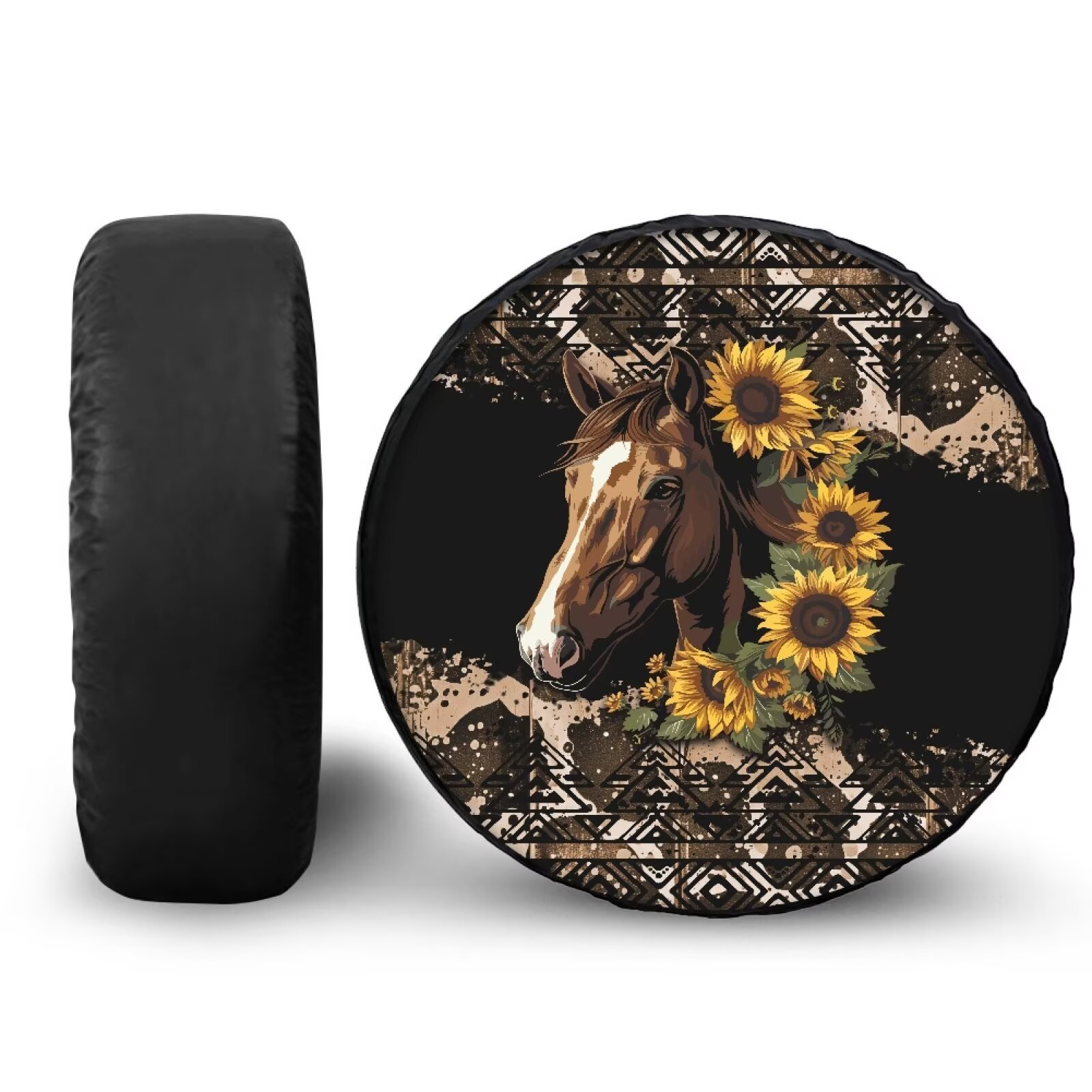 Garronmavis Sunflower Horse Spare Tires Covers Anti-UV Waterproof ...