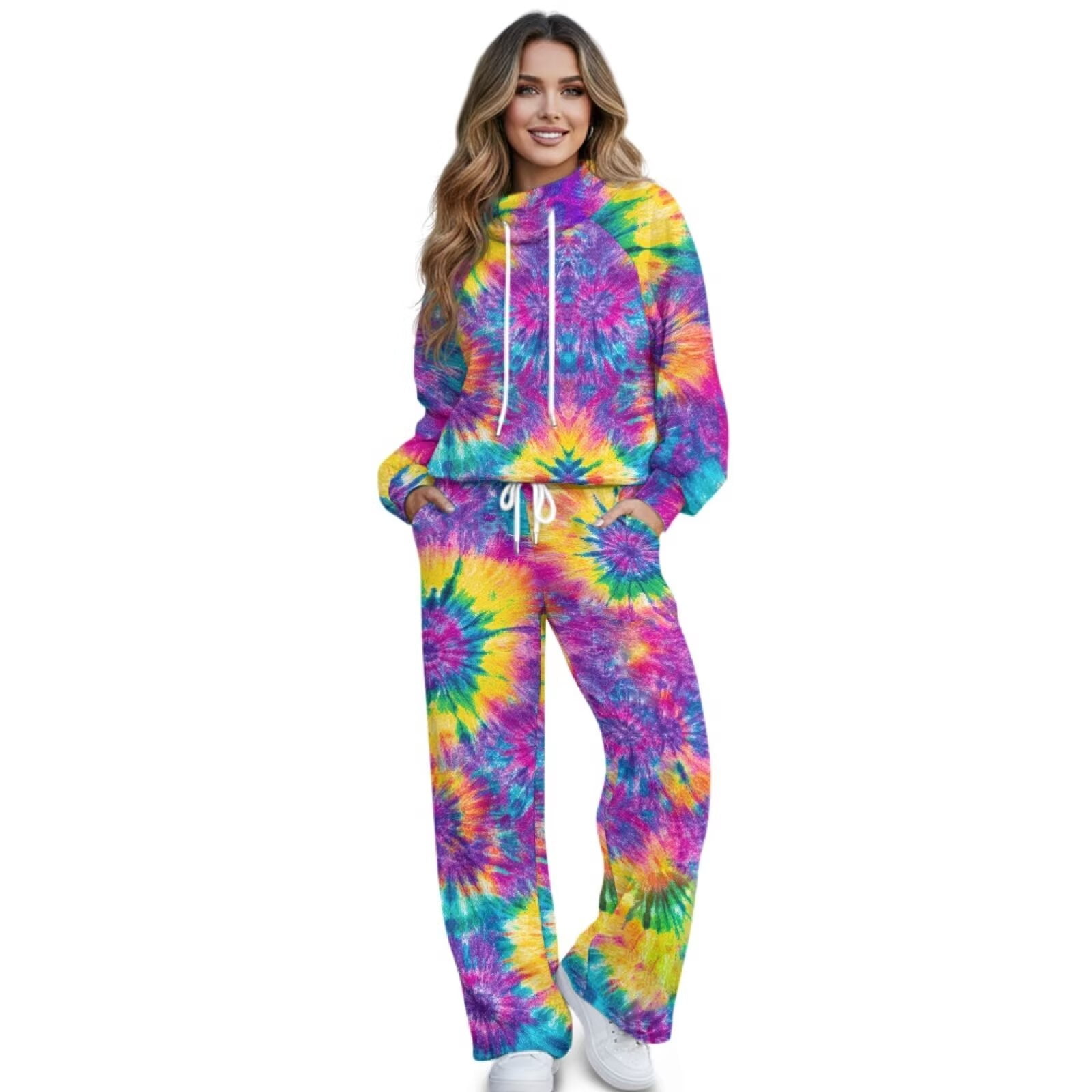 Garronmavis Womens Sweat Suits 2 Piece Set Tie Dye Sweatshirt Lounge ...