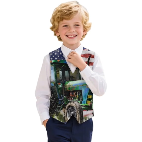 Garronmavis Tractor Boys Suit Vest Versatile Flag Adjustable Back Strap ...