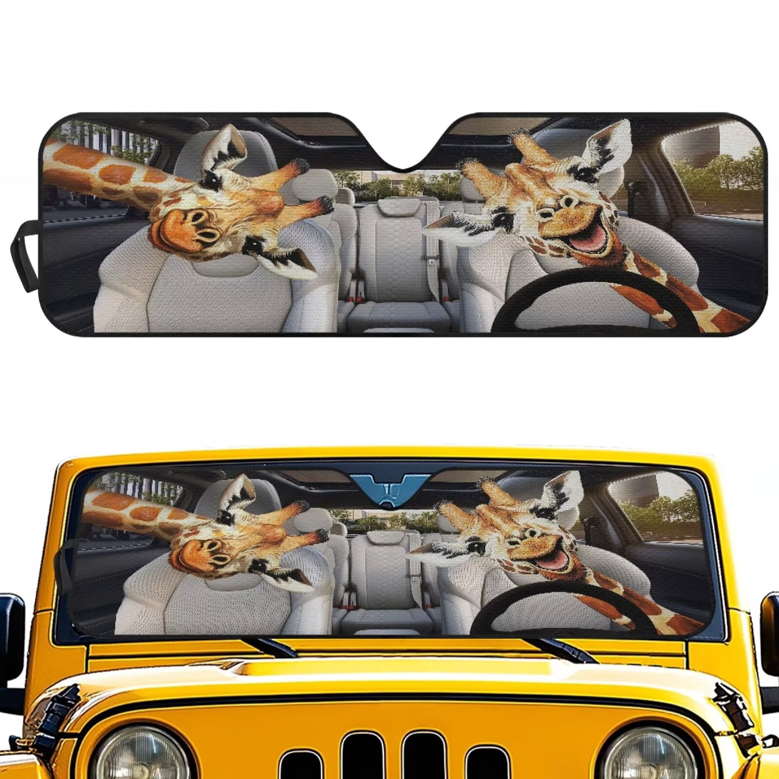 Garronmavis Windshield Sun Shade,Funny Giraffe Car Sun Shade for ...