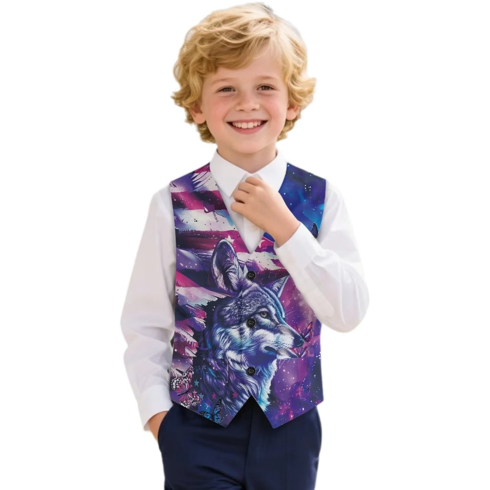 Garronmavis Wolf Boys Sleeveless Vests Comfortable Flag Formal Dress ...