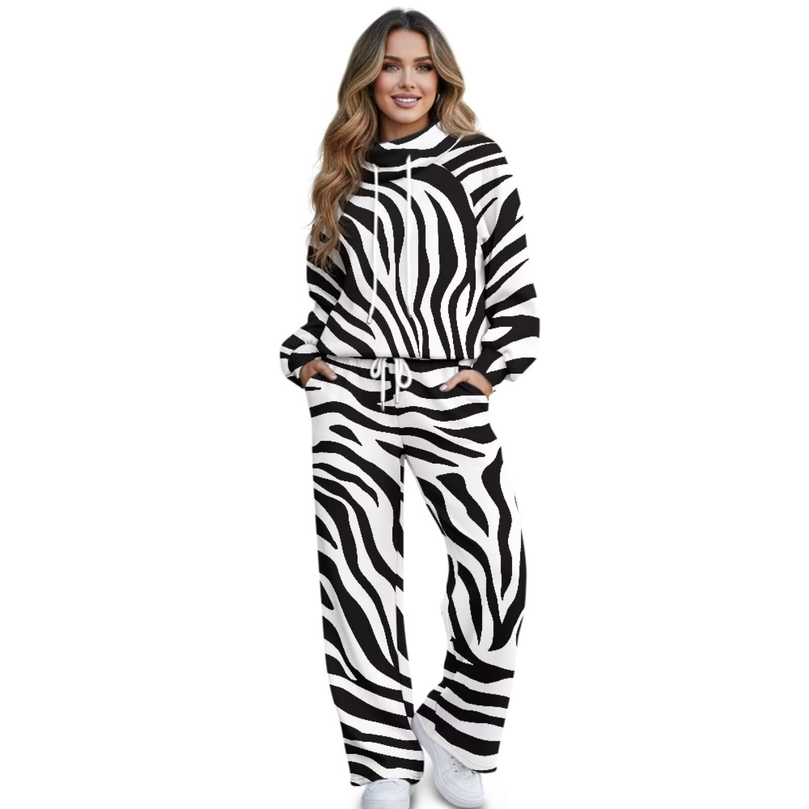 Garronmavis Women Sweat Suits 2 Piece Set Zebra Print Sweatsuits for ...