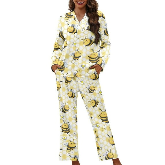 Garronmavis Yellow Bee 2 Piece Lounge Sets for Women Fall Winter ...