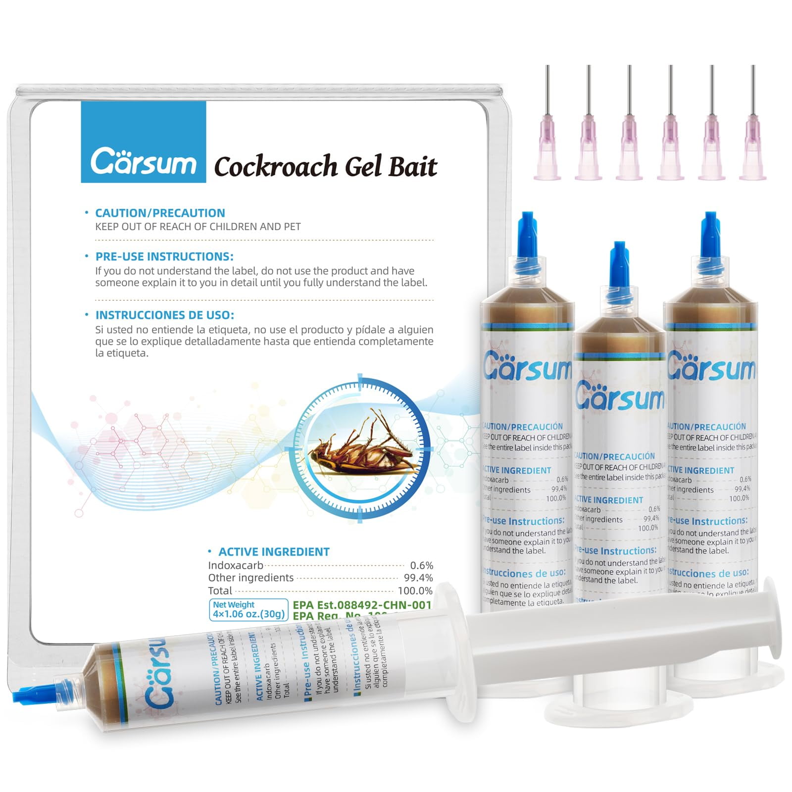 Garsum Cockroach Gel Bait 1 Box (4 Tubes x 30 Grams), Roach Killer ...