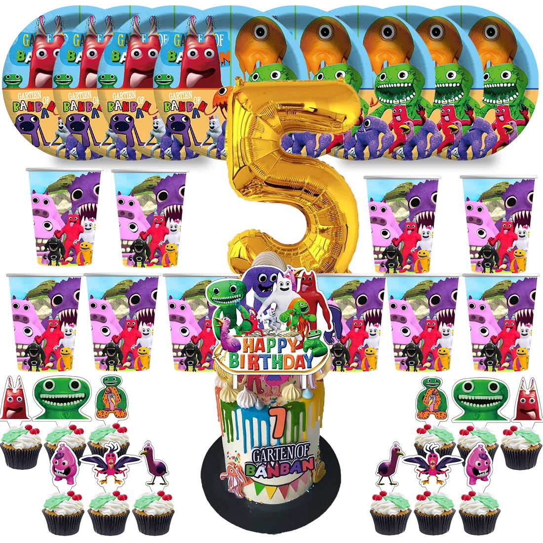 Garten of banban Birthday 5th Cups Party Supplies Plates Fans ...