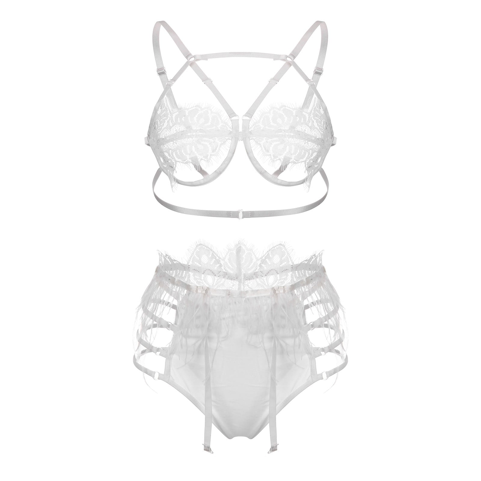 Garter Belt Lingerie Set Lace With Garter Belt Sexy Lingerie Costumes For Women G String 3 Piece