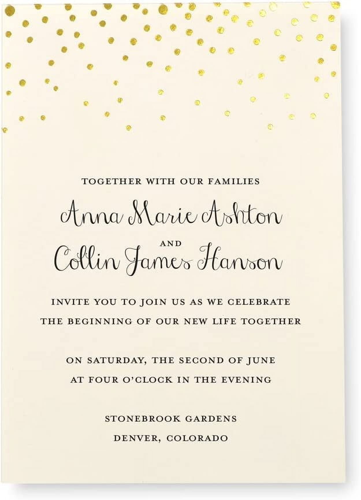 Gartner Studios Gold Foil Dots Print-at-Home Wedding Invitation Kit ...