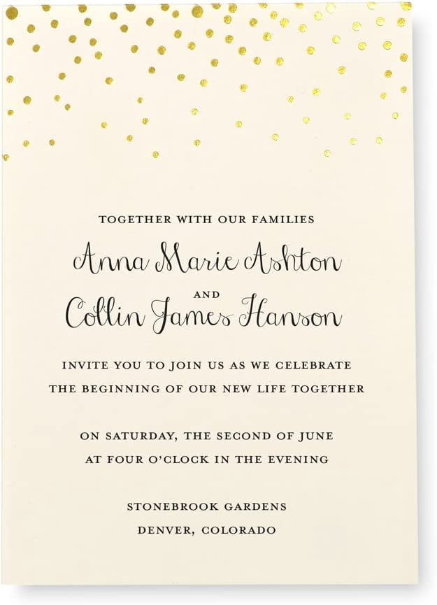 Gartner Studios Gold Foil Dots Print-at-Home Wedding Invitation Kit ...