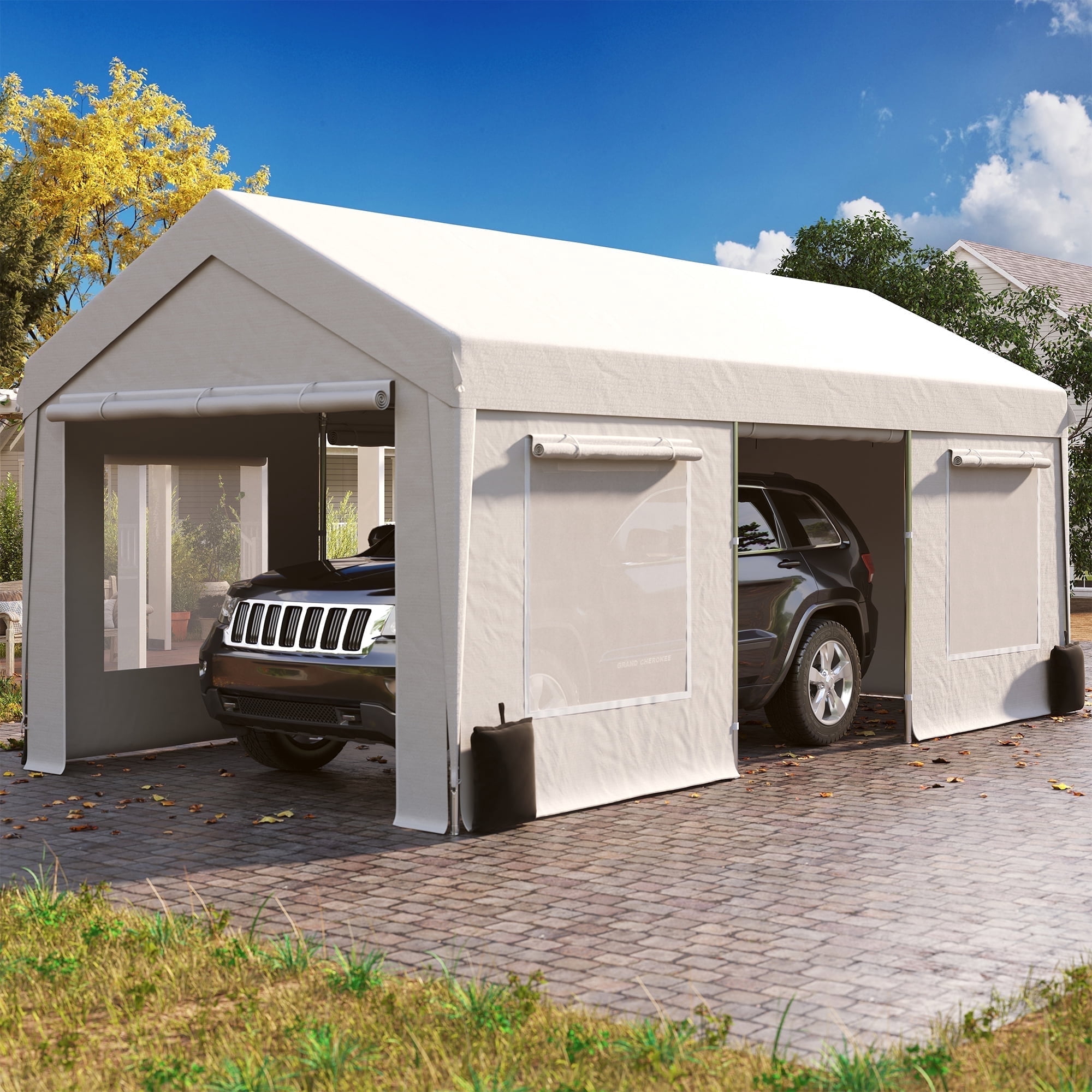 Gartooo 10x20Ft Heavy Duty Carport, Portable Garage with Roll-up ...