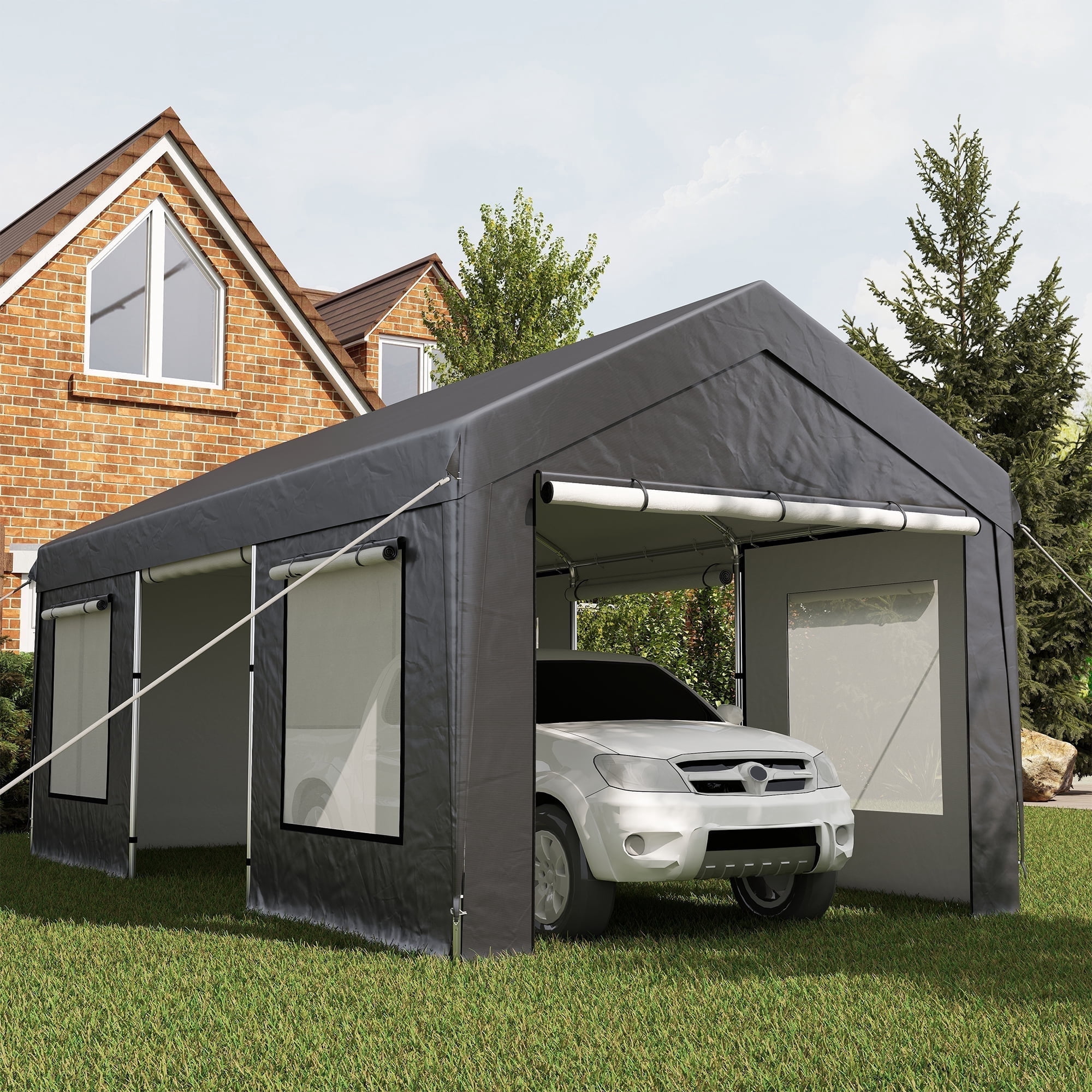 Gartoo 10 x 20 ft Heavy Duty Carport Canopy Car Tent, Outdoor Portable ...