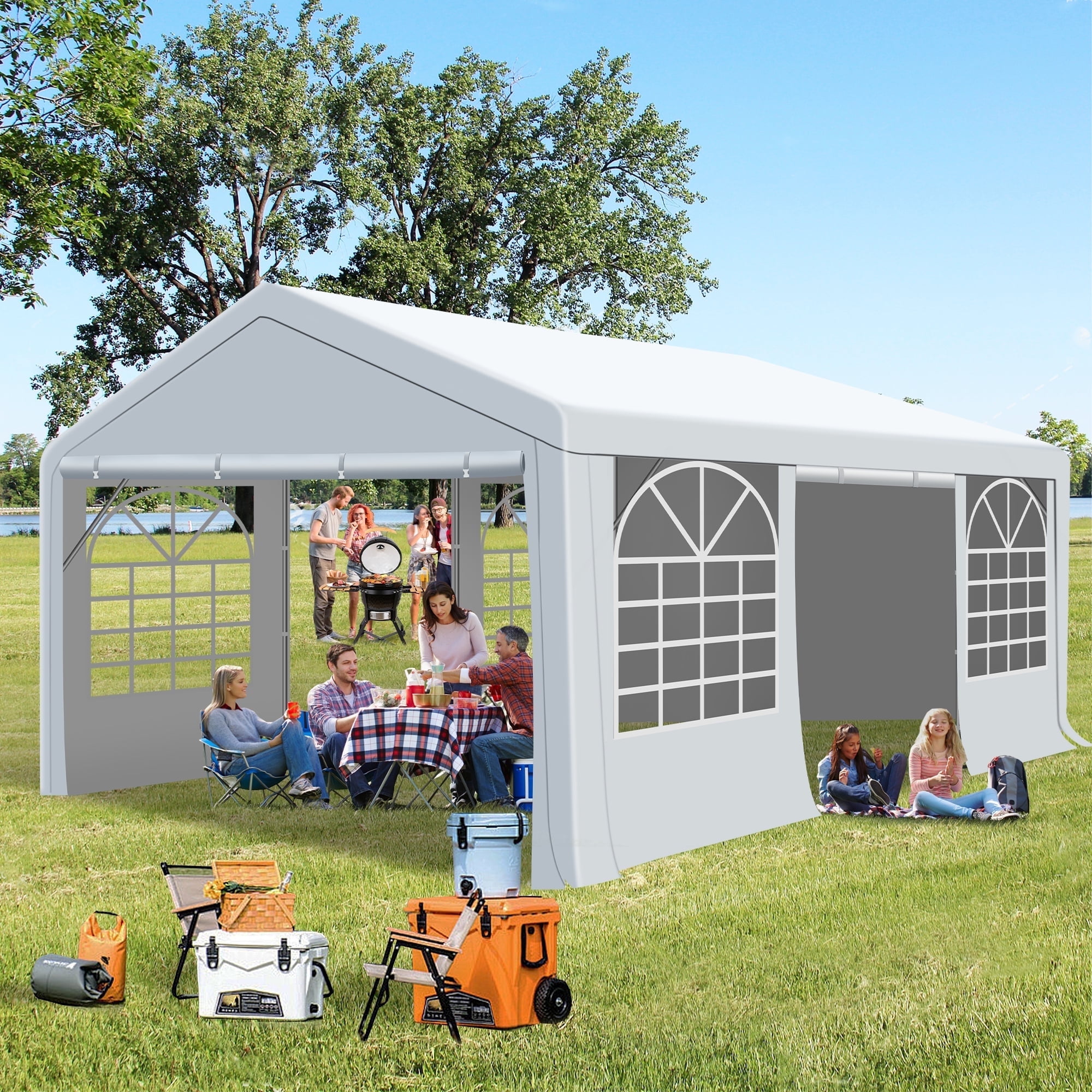Gartooo 13 x 20Ft Portable Carport, Heavy Duty Gazebo Party Tent with ...
