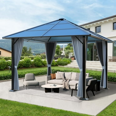 Dextrus Outdoor Louvered Pergola 10x13 ft Patio Hardtop Gazebo with ...