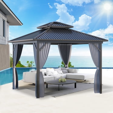 Outsunny 12' x 10' Wooden Pergola, Outdoor Gazebo, Gray - Walmart.com