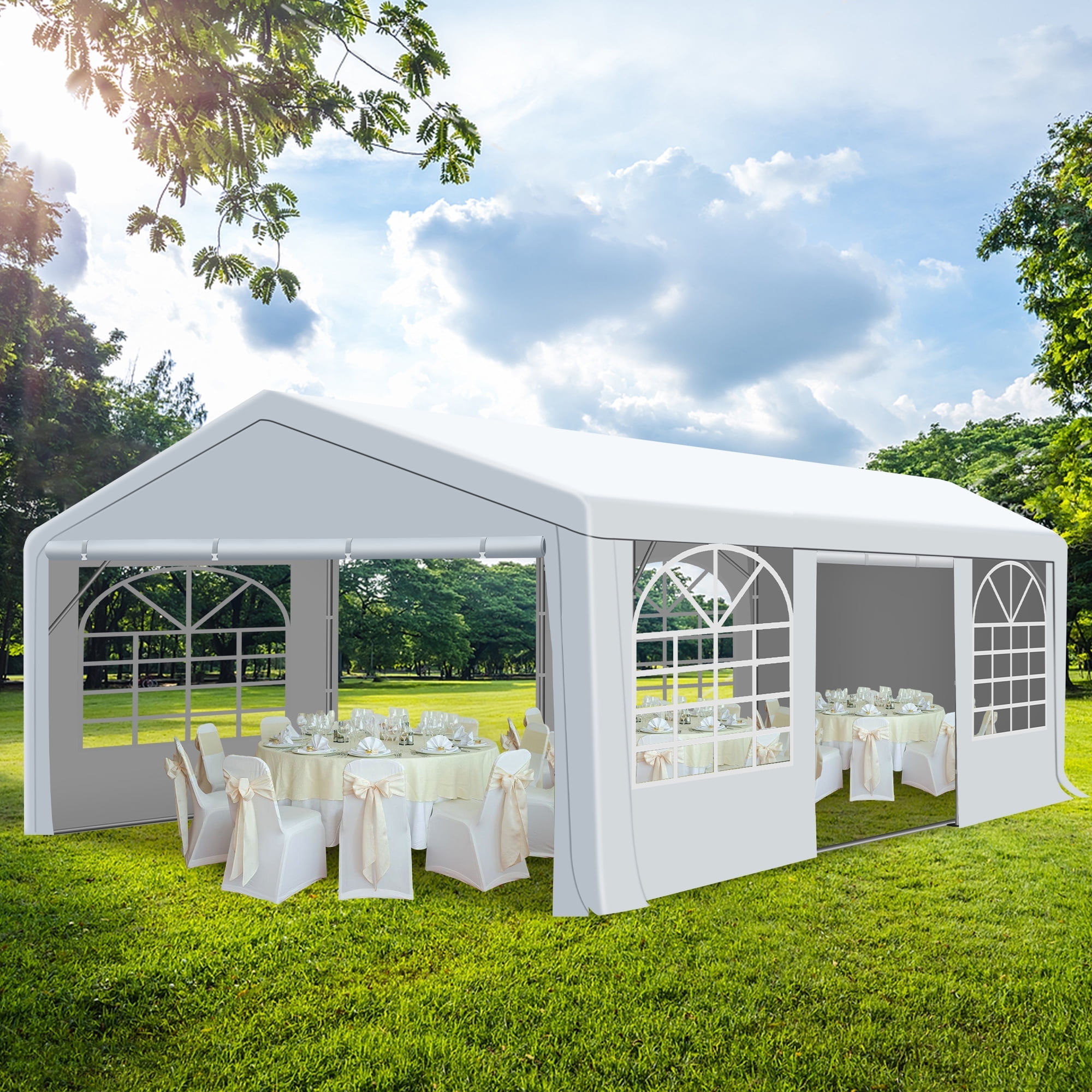 Gartooo 20x20Ft Portable Carport, Heavy Duty Party Tent with Removable ...