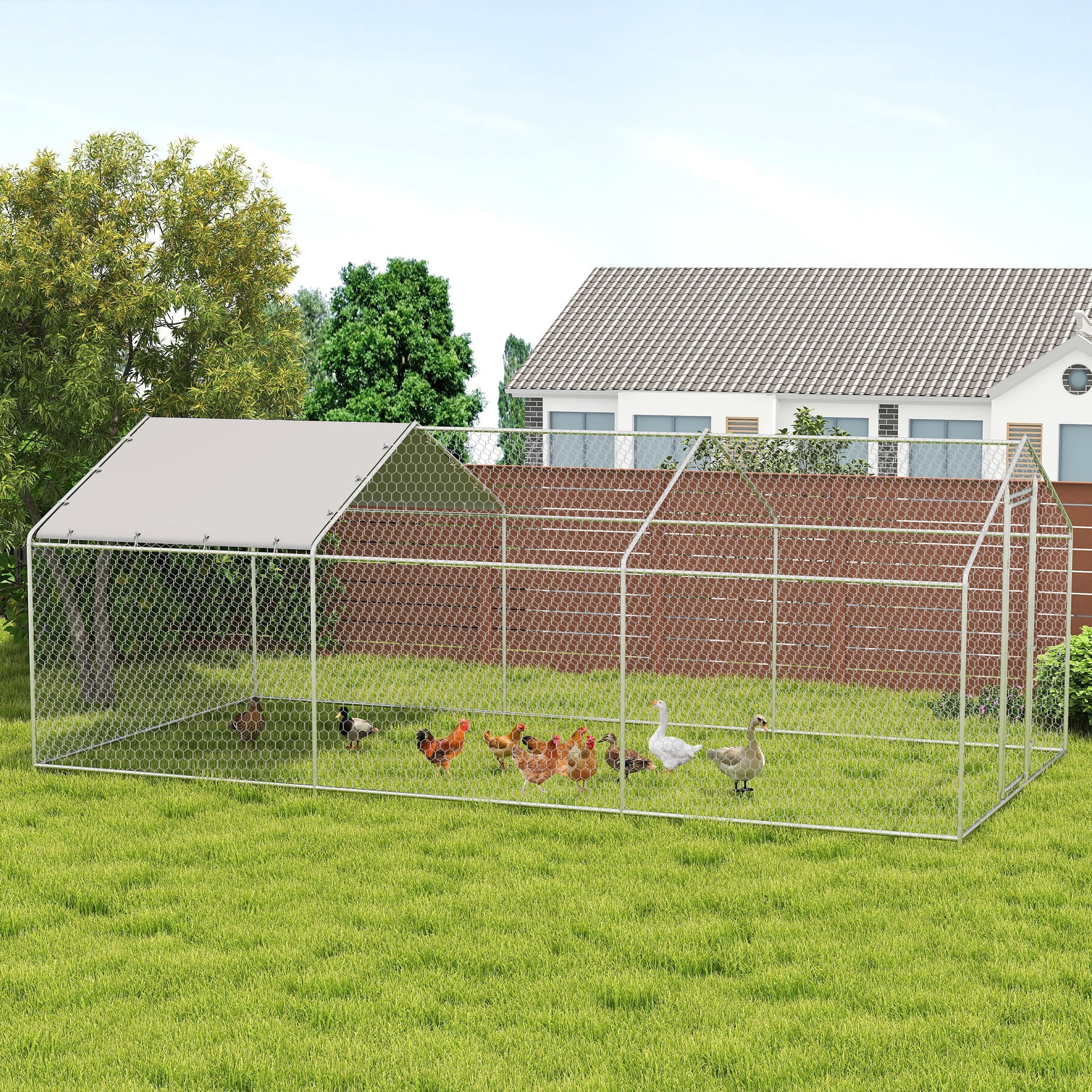 Gartooo 9FT X 19FT Chicken Coop with Waterproof Cover, Outdoor Heavy ...
