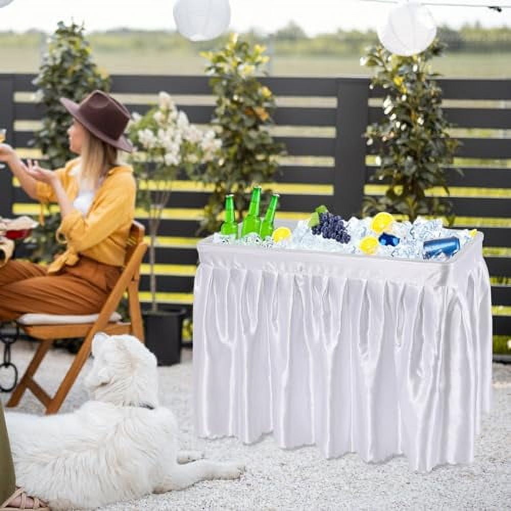 Garturects Outdoor Ice Table with Drain - Folding Ice Cooler Table Ice ...
