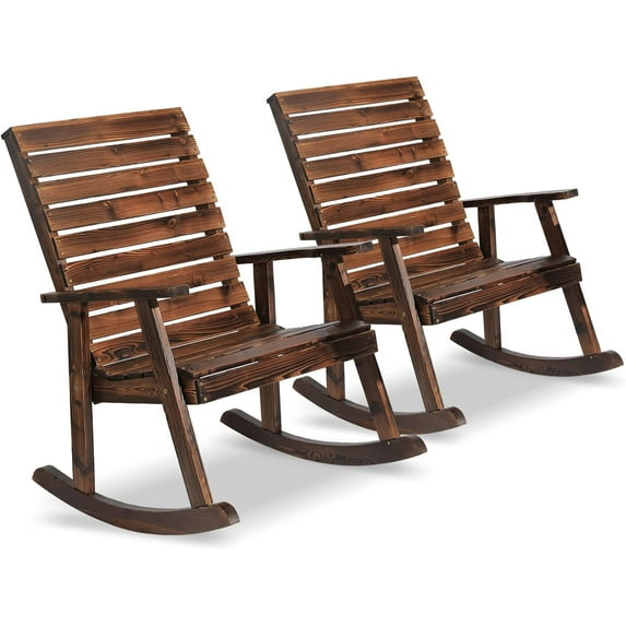 Garturects Outdoor Rocking Chairs Set of 2 - Patio Wood Rocking Chair ...