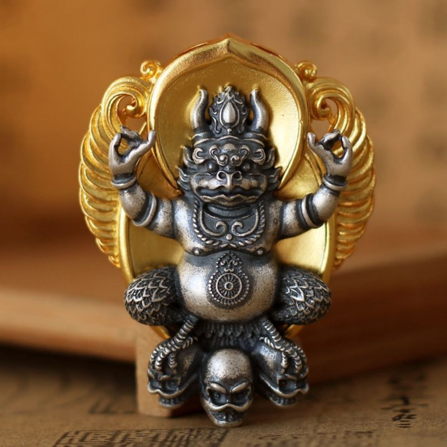 Garuda Pendant Tibetan Style Vajra Cross Skull Flame Amulet Spiritual ...