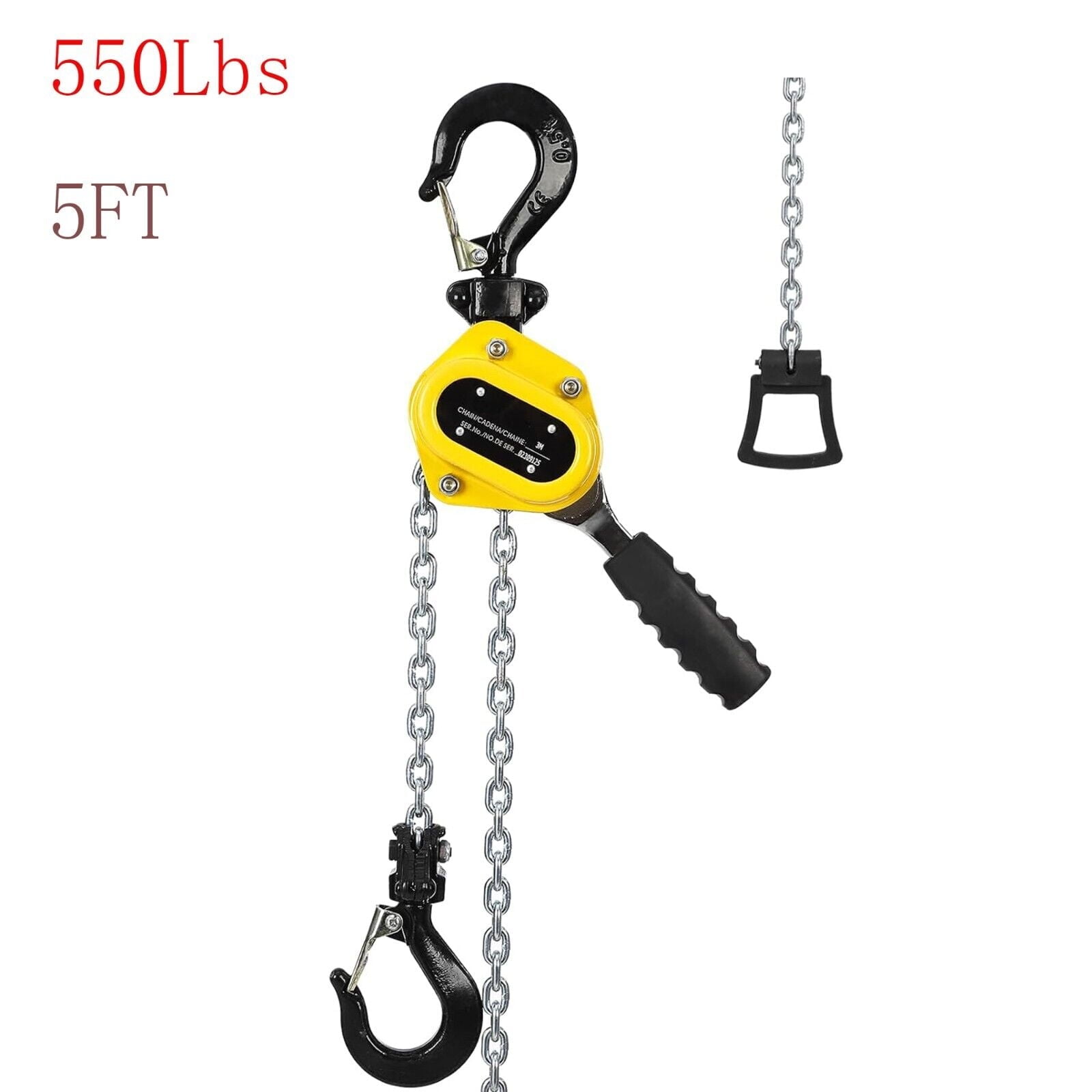 Garvee 1/4 Ton Lever Block Steel Chain Hoist Manual Ratchet 550lb 5FT ...