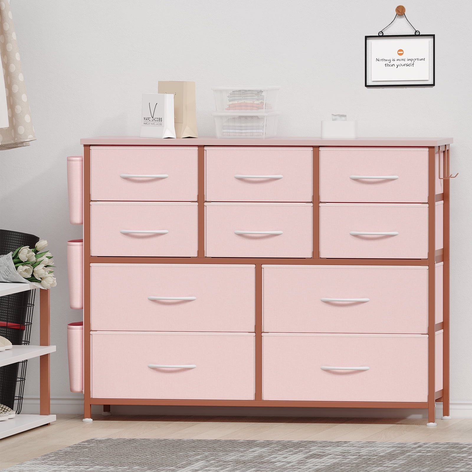 WhizMax 10 Drawer Wide Wooden Dresser, Storage Organizer for Bedroom ...