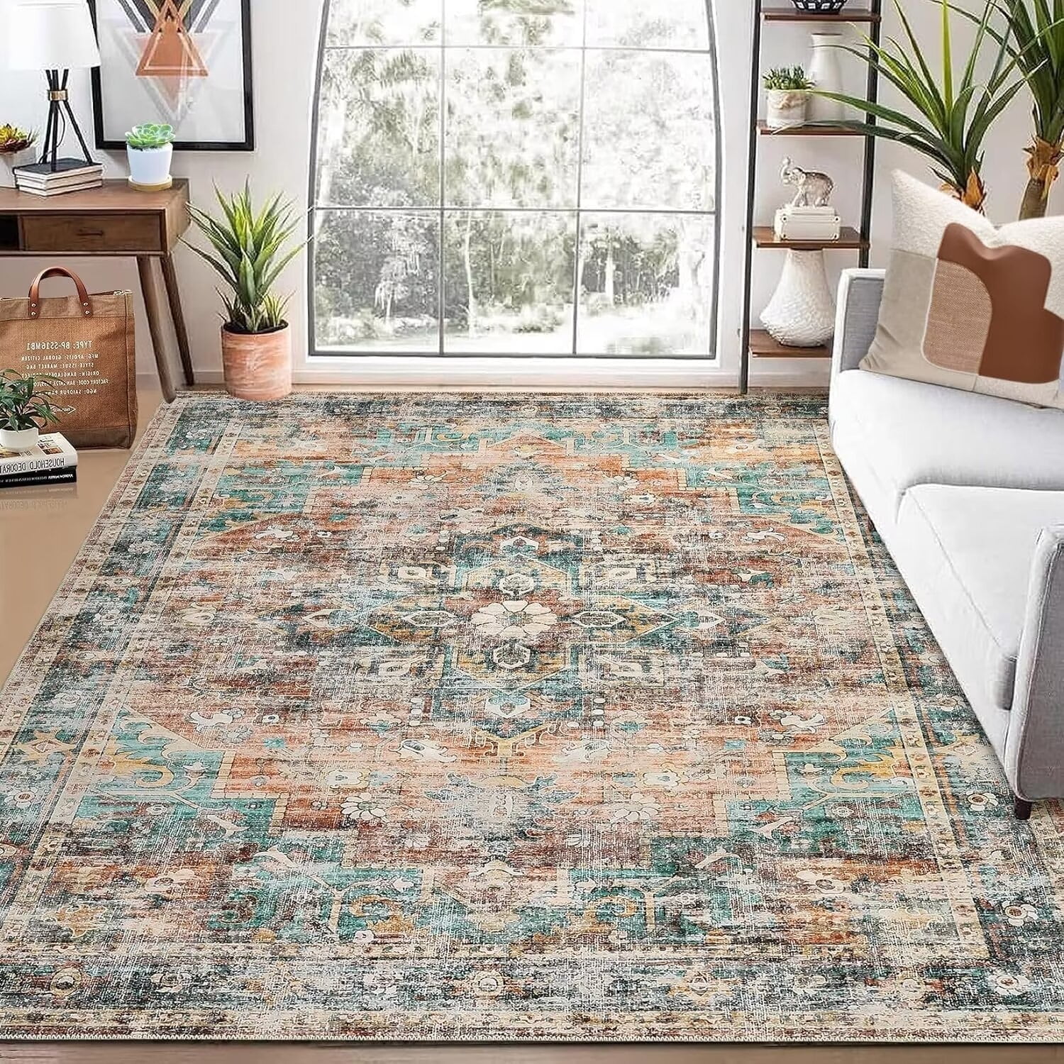 Garvee 10x13 Washable Rugs Boho Tribal Rug Vintage Persian Distressed ...