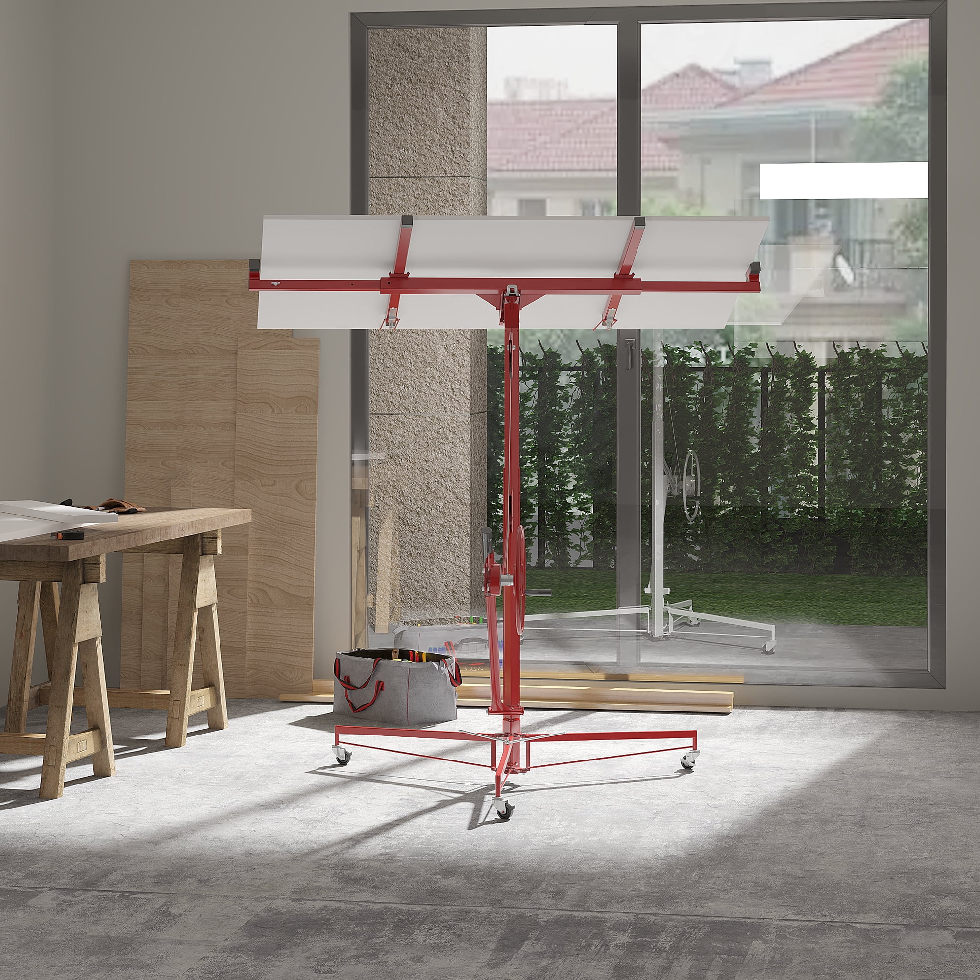 Garvee 11 Ft Drywall Lift, 150 lb Panel Hoist, 360° Rotate/60° Tilt ...