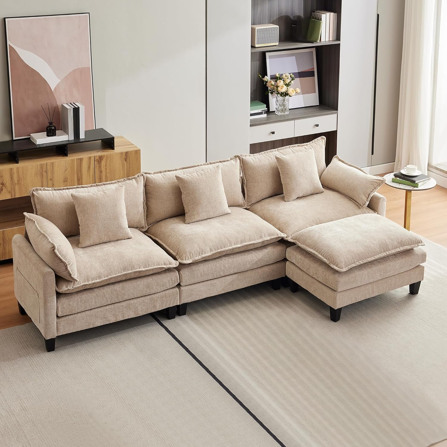 Garvee 112" Modular Sectional Sofa, L-Shape Cloud Couch/Deep Seat ...