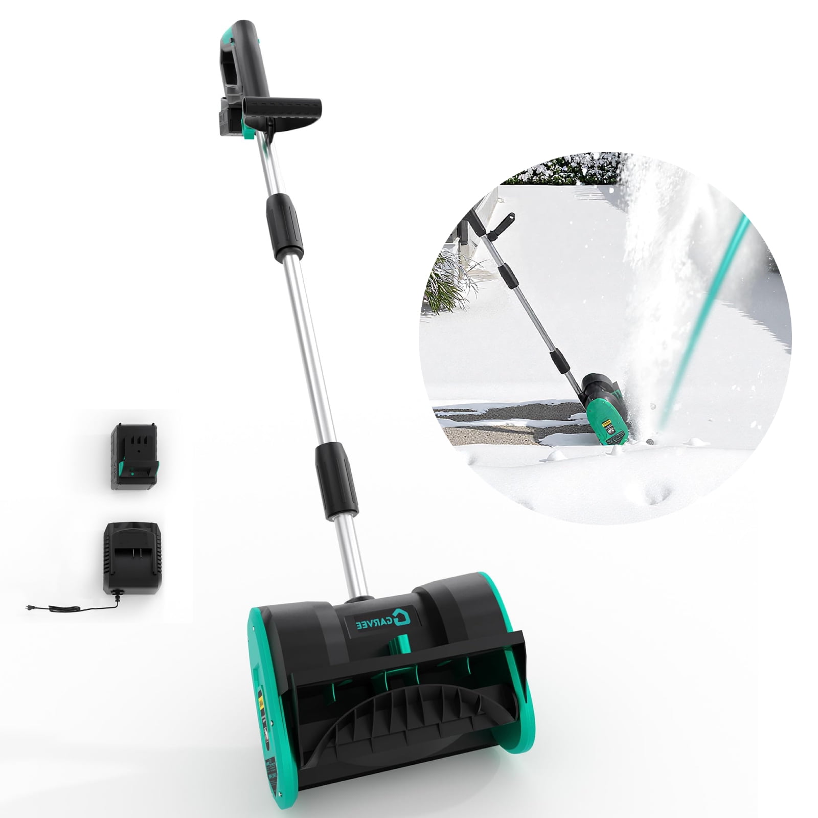 Garvee 12 Inch Cordless Electric Snow Blower with 12A Motor for ...