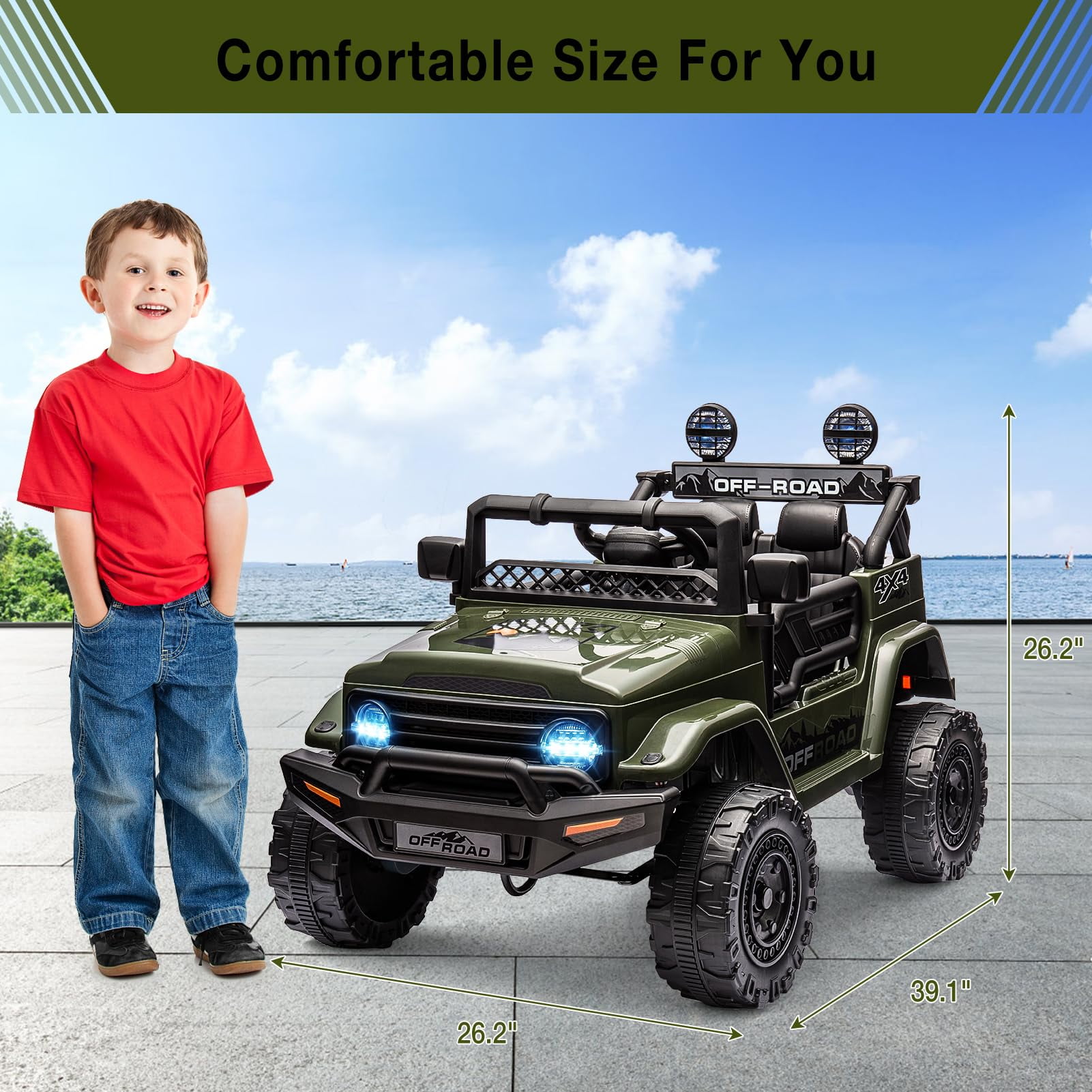 Garvee 12V Electric Ride-On Truck for Kids - Remote Control Car with ...