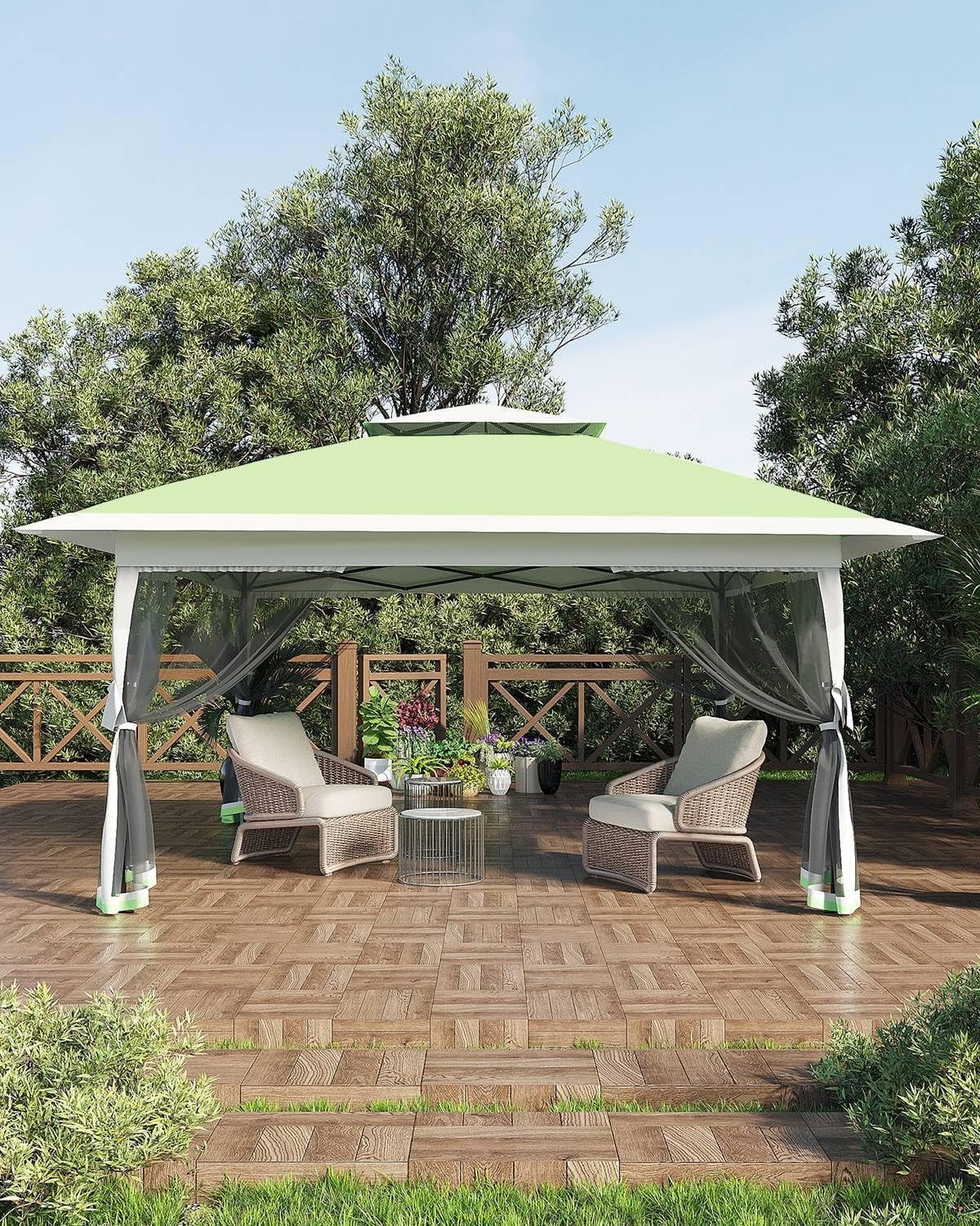 Garvee 12x12 Gazebo with Mosquito Netting, Pop up Canopy Tent Easy ...