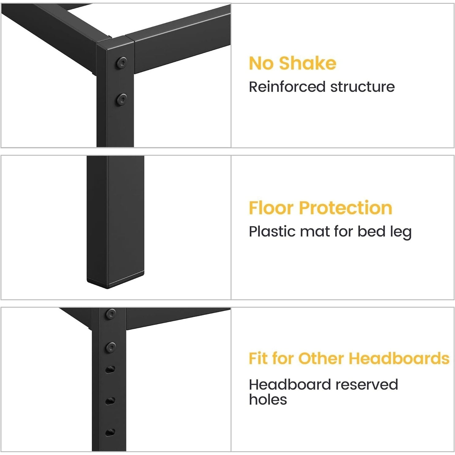 Garvee 14 Inch Bed Frame Black 14"_Full - Full - Walmart.com