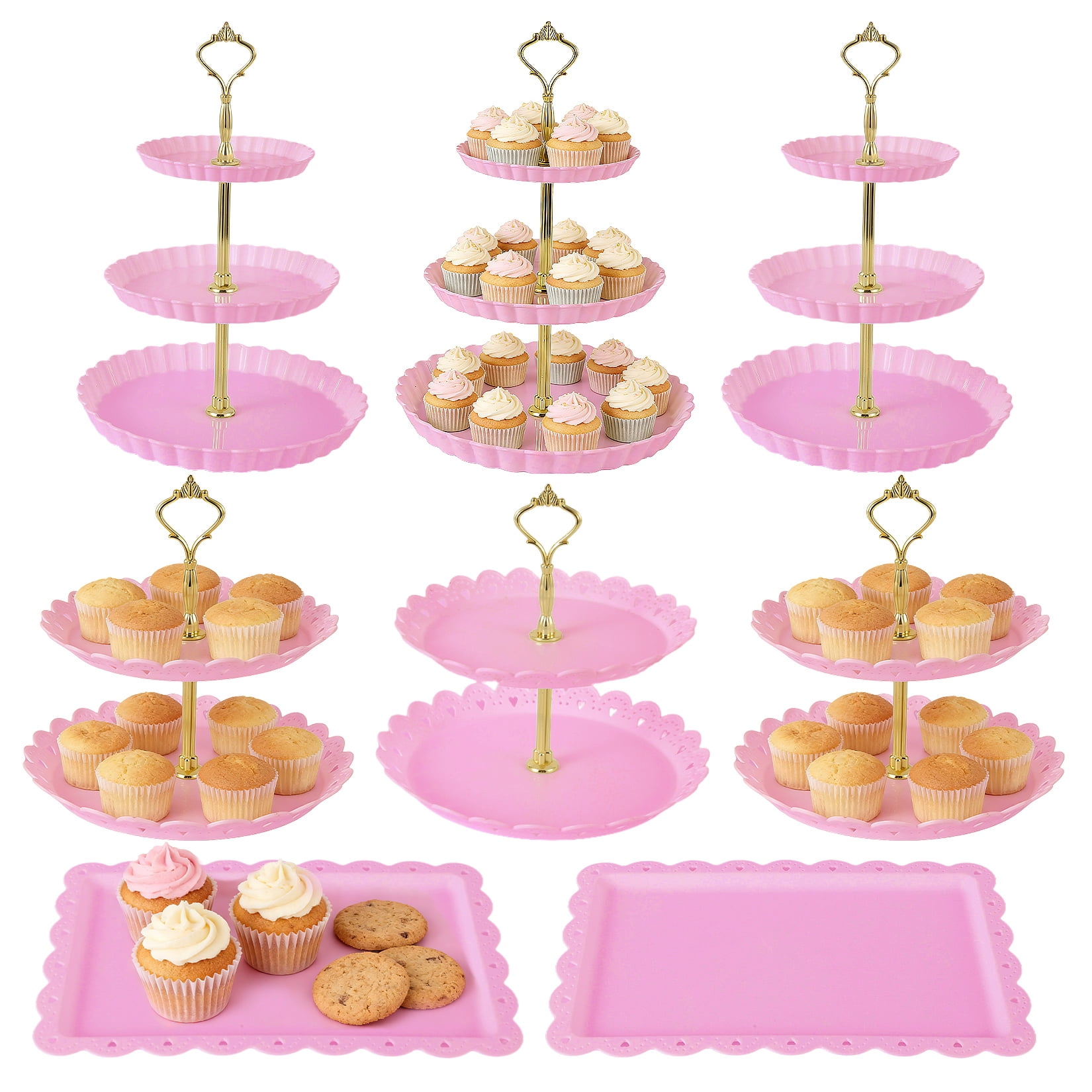 Garvee 14-Piece Dessert Stand Set for Party, 3 Tier Cupcake Stands and ...