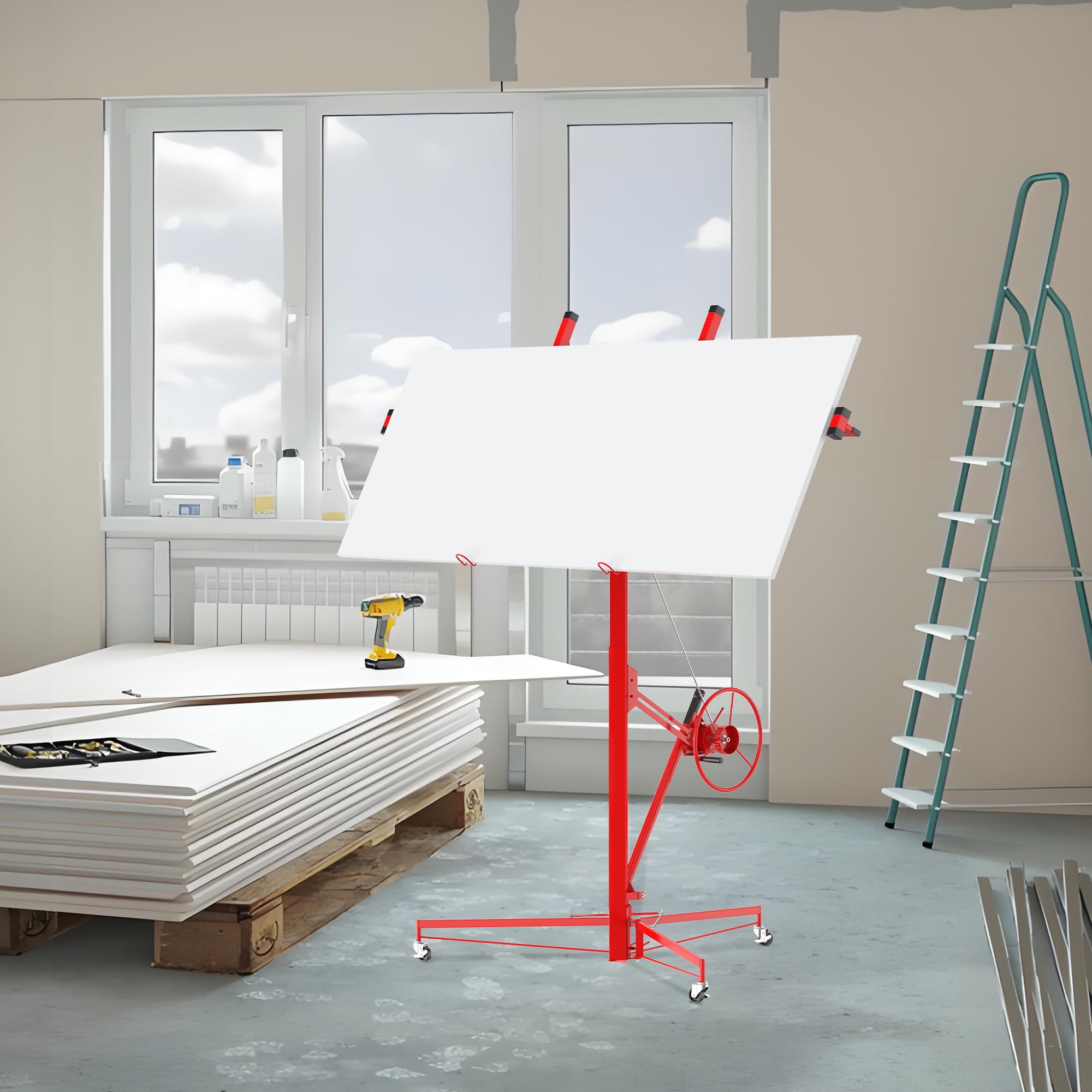Garvee 16-Ft Drywall Lift, 150 lb Panel Hoist, 360° Rotate/60° Tilt ...